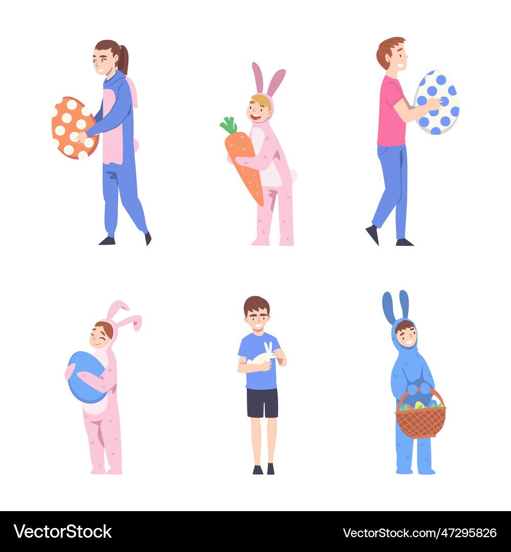 Happy easter with cheerful people celebrating Vector Image