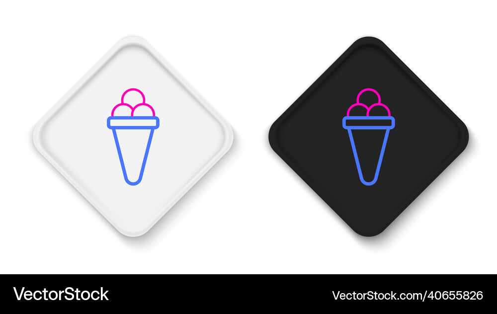 Line ice cream in waffle cone icon isolated Vector Image