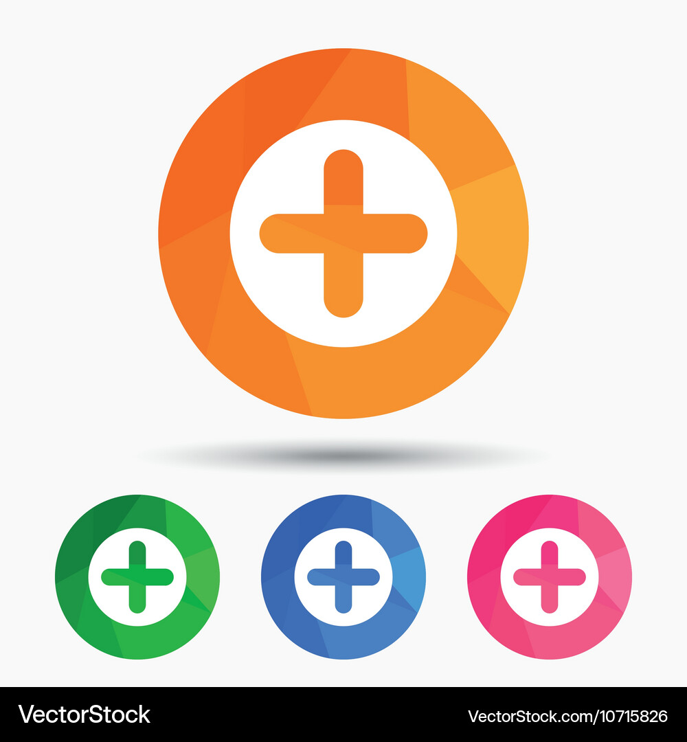 Plus sign icon positive symbol Royalty Free Vector Image