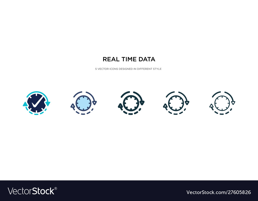 Real time data icon in different style two Vector Image