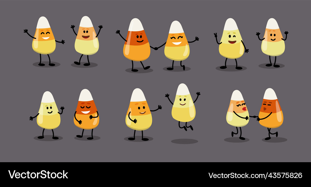 Set of candy corn characters funny merry dancing Vector Image