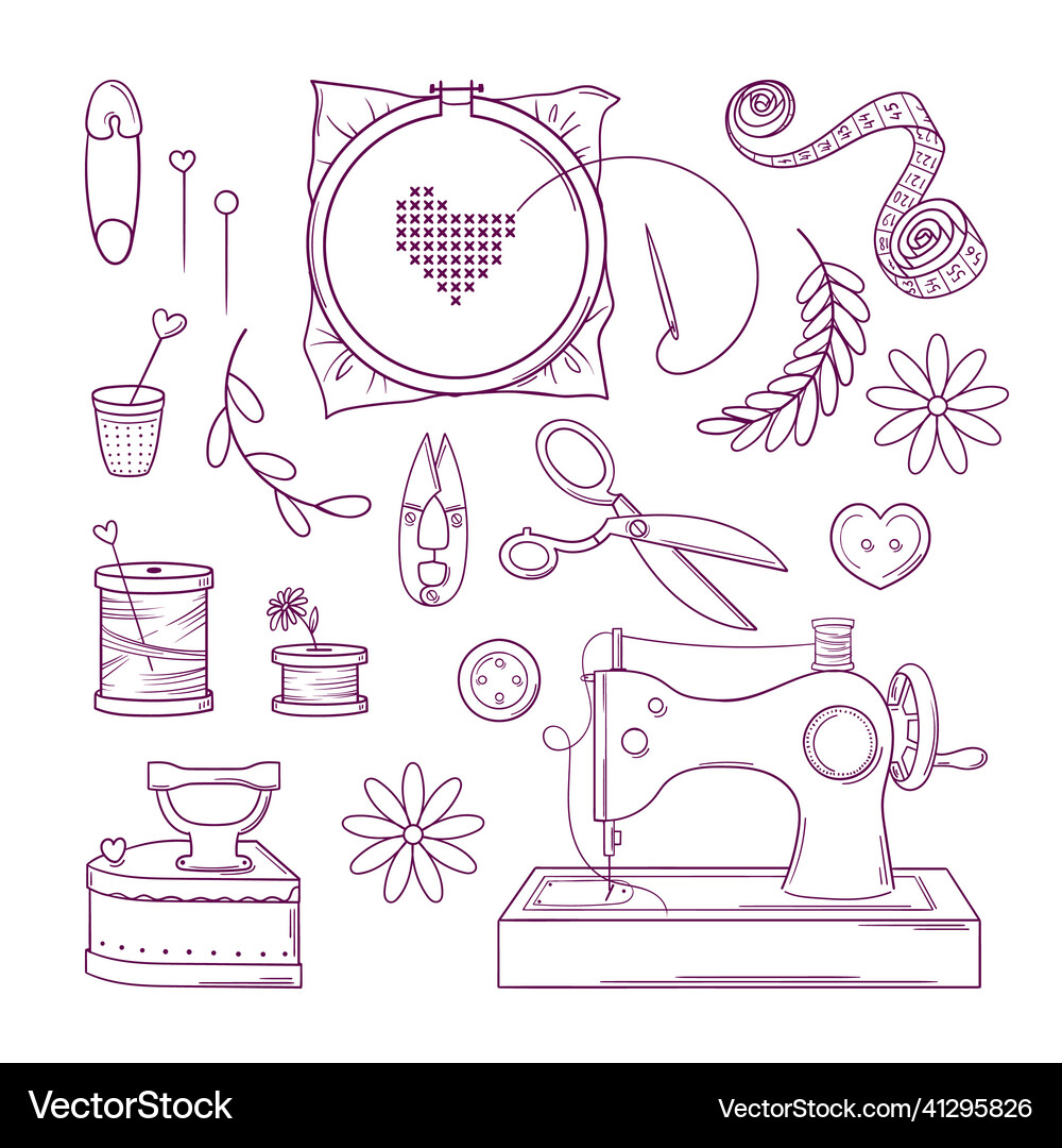 Set of elements for sewing and hand craft Vector Image
