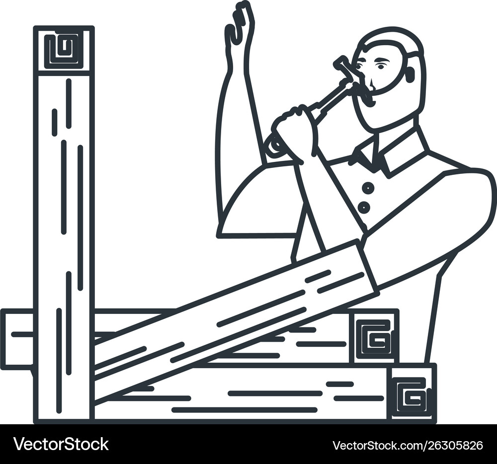 Worker carpenter man with wooden Royalty Free Vector Image