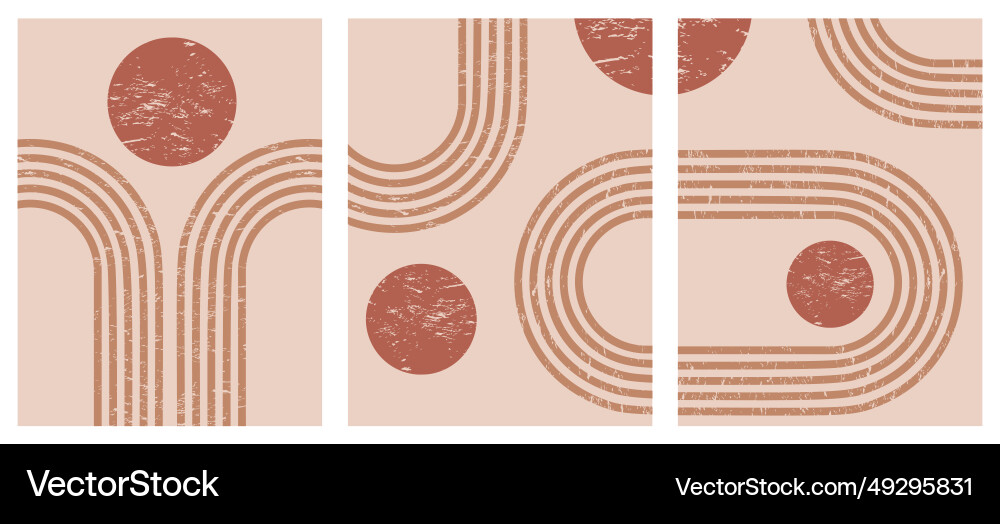 Abstract boho line art geometric shapes modern Vector Image
