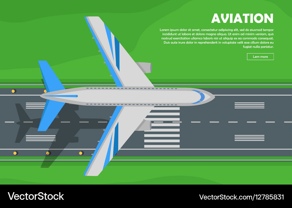 Aviation aircraft runway flight banner Royalty Free Vector