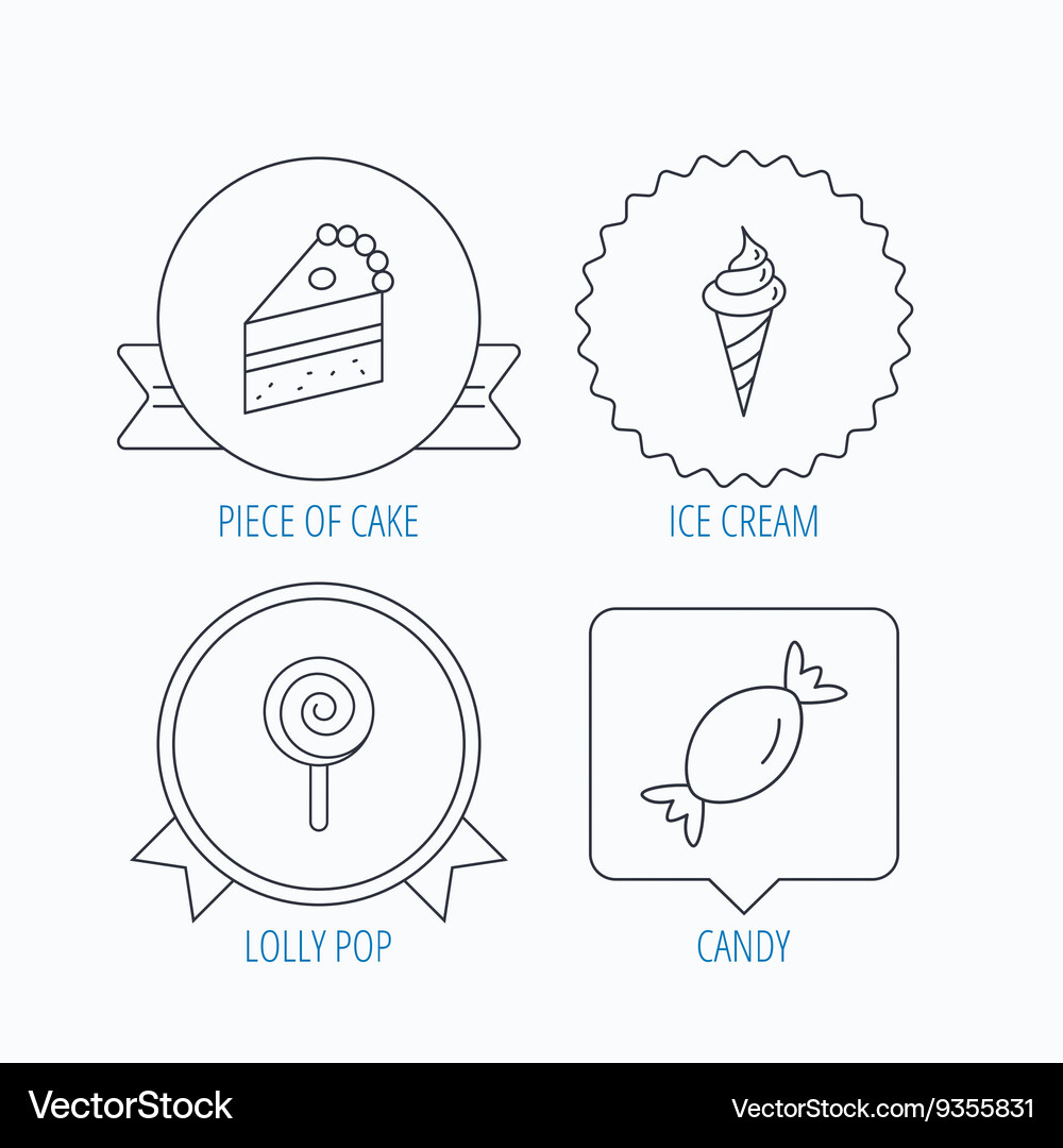 Cake candy and ice cream icons Royalty Free Vector Image
