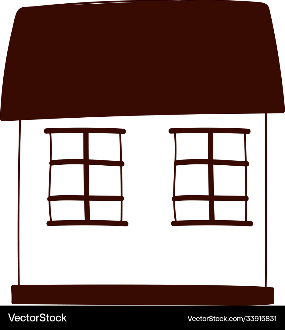 Cottage cartoon two windows facade isolated design
