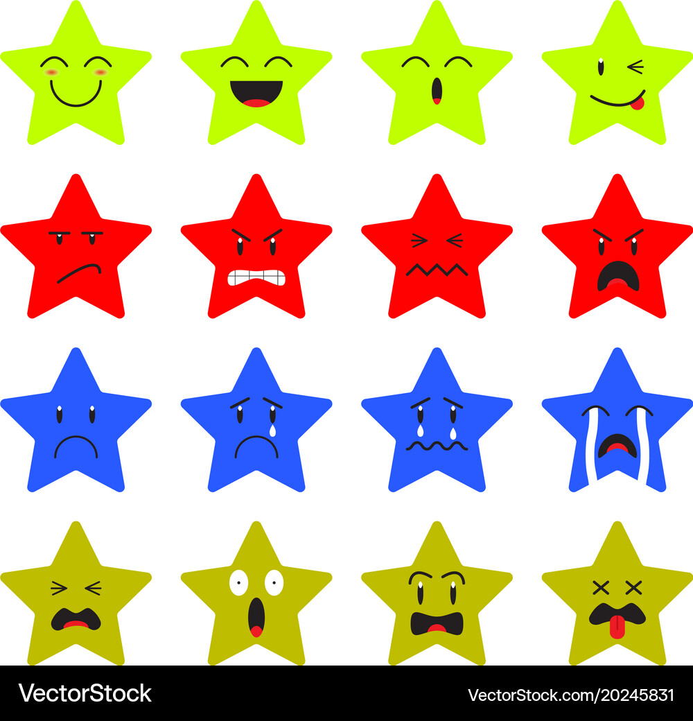 Cute star emoji on white background Royalty Free Vector