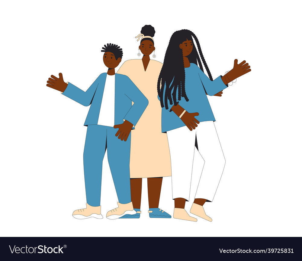 Group of african american teenagers standing Vector Image