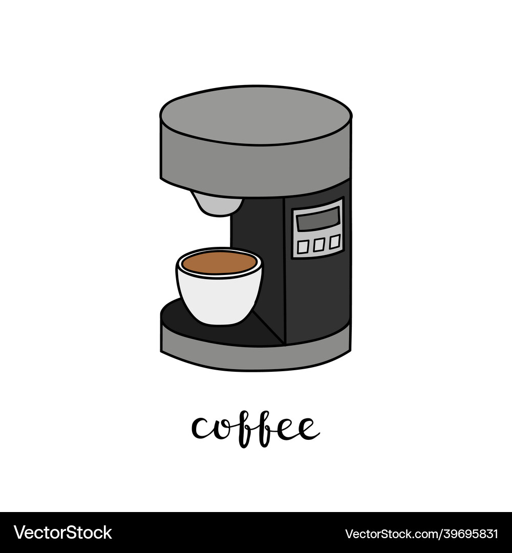 Hand drawn coffee machine Royalty Free Vector Image