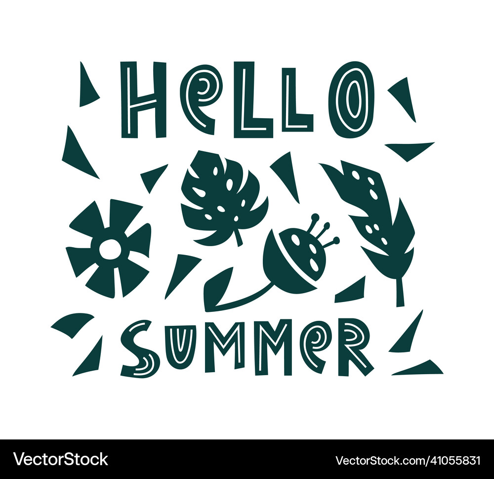 Hello summer graphic hand drawn with lettering Vector Image