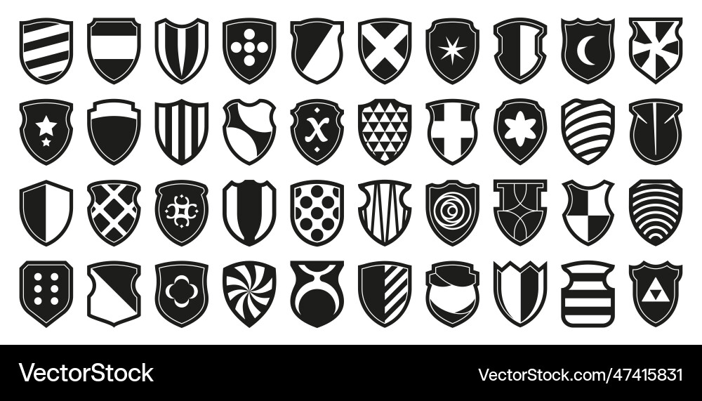 Heraldic shields logo army security and military Vector Image