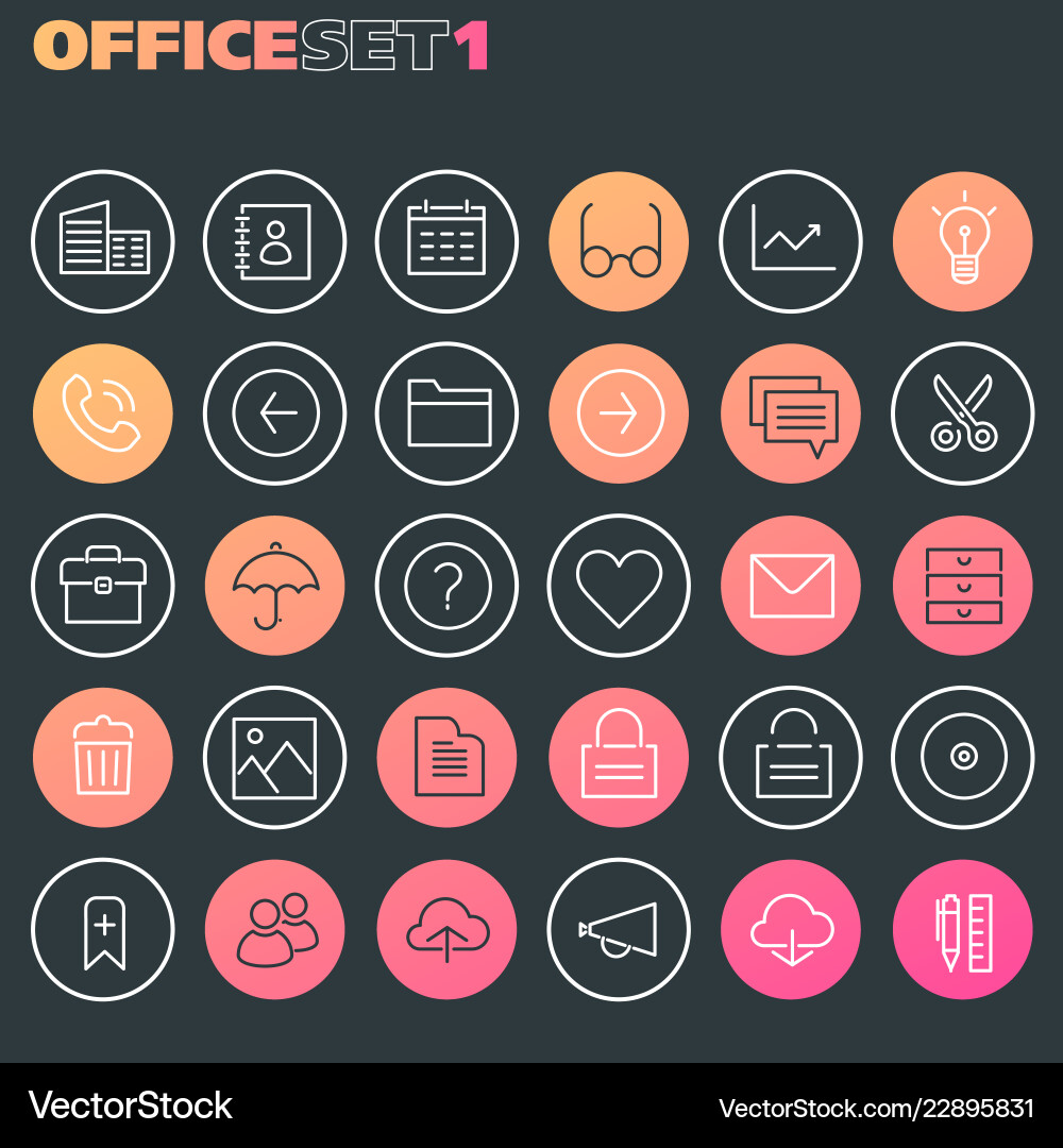 Inline office icons collection trendy line Vector Image