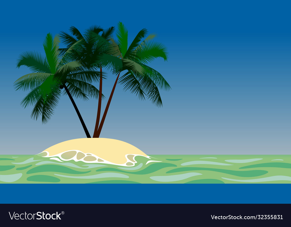 Island with palm trees Royalty Free Vector Image