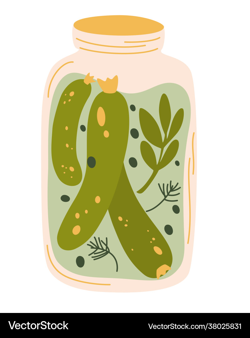 Pickles in jar isolated pickled cucumbers Vector Image