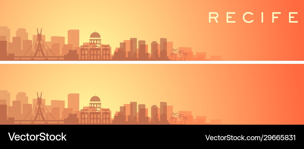 Recife beautiful skyline scenery banner Royalty Free Vector