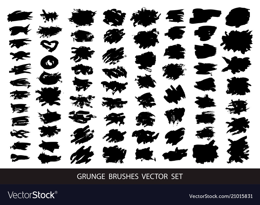 Set of black paint ink brush strokes brushes Vector Image