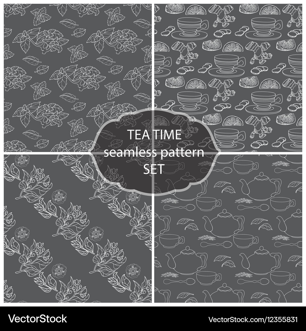 Set tea time seamless pattern of the doodle Vector Image