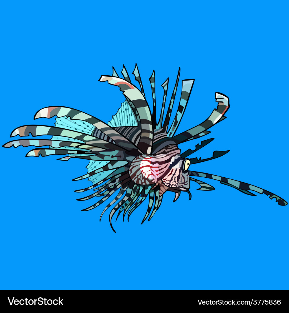 Cartoon scorpion fish sea ruff Royalty Free Vector Image