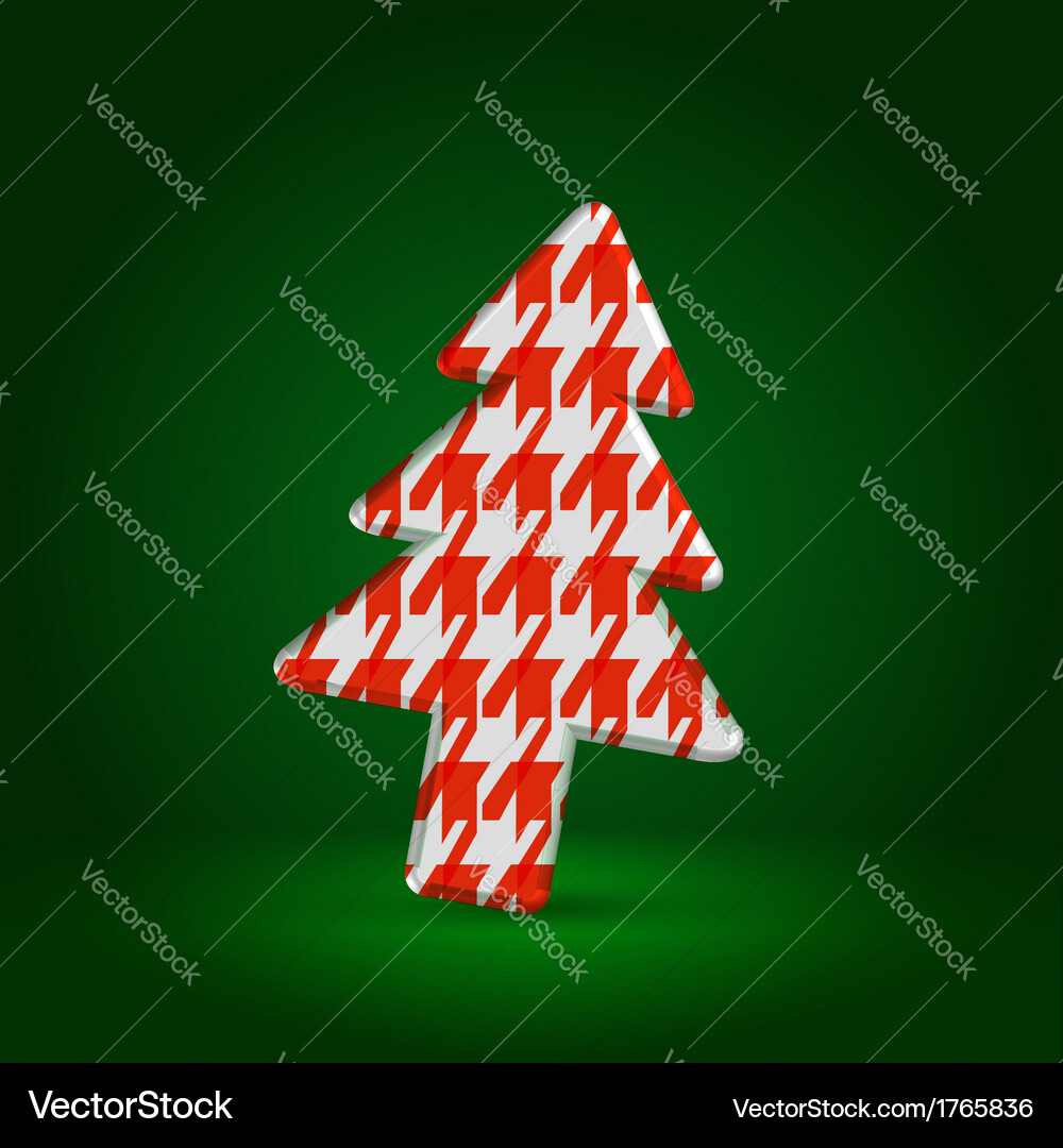 Checkered fir tree symbol over dark green Vector Image