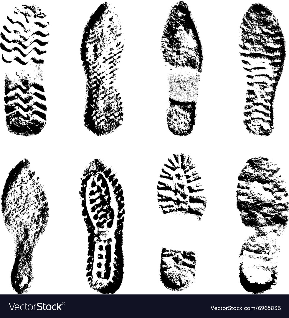 Collection imprint soles shoes black silhouette Vector Image Collection imprint soles shoes black silhouette Vector Image