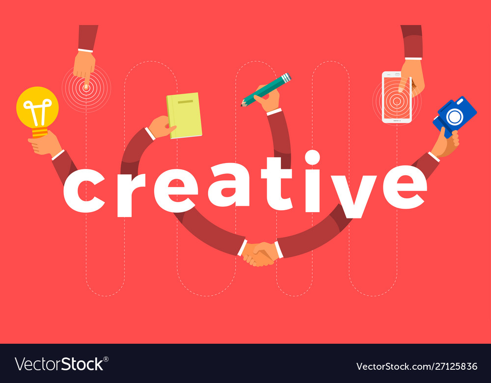 Flat design concept hand create symbol icon Vector Image