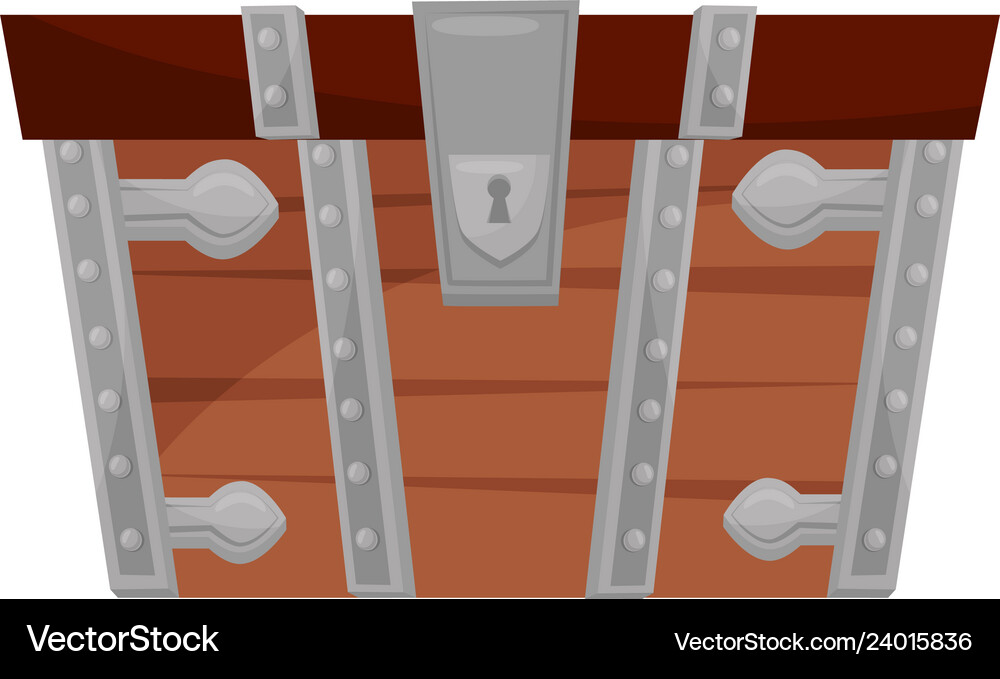 Flat icon old brown wooden chest Royalty Free Vector Image