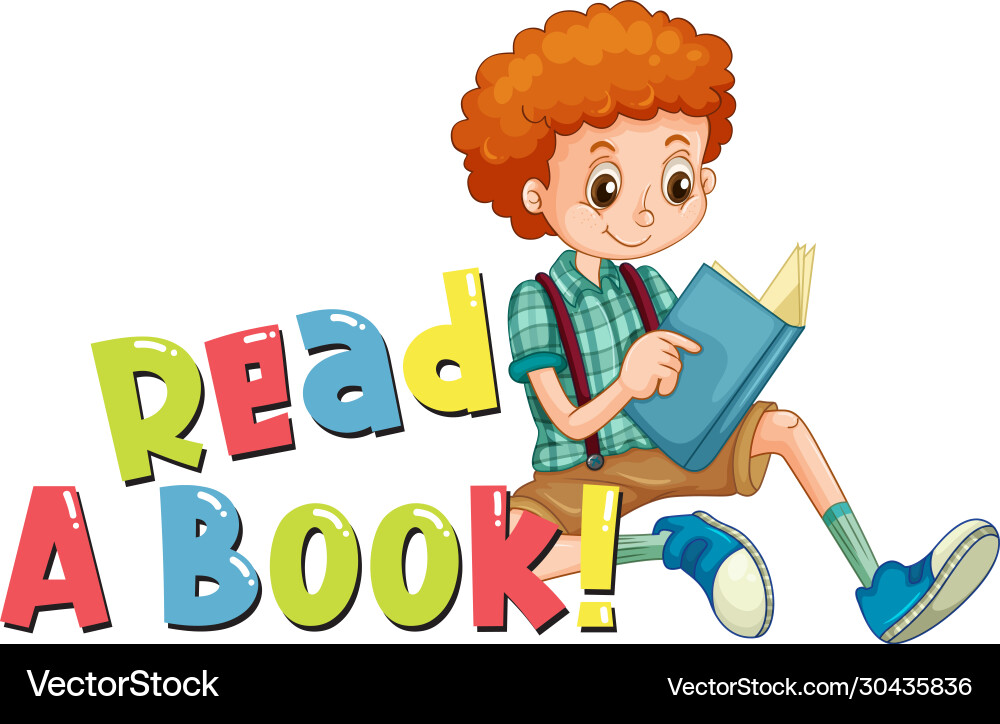 Font design for word read a book with boy reading Vector Image