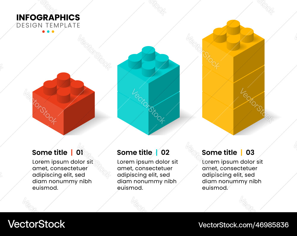 Infographic template 3 building blocks with icons Vector Image