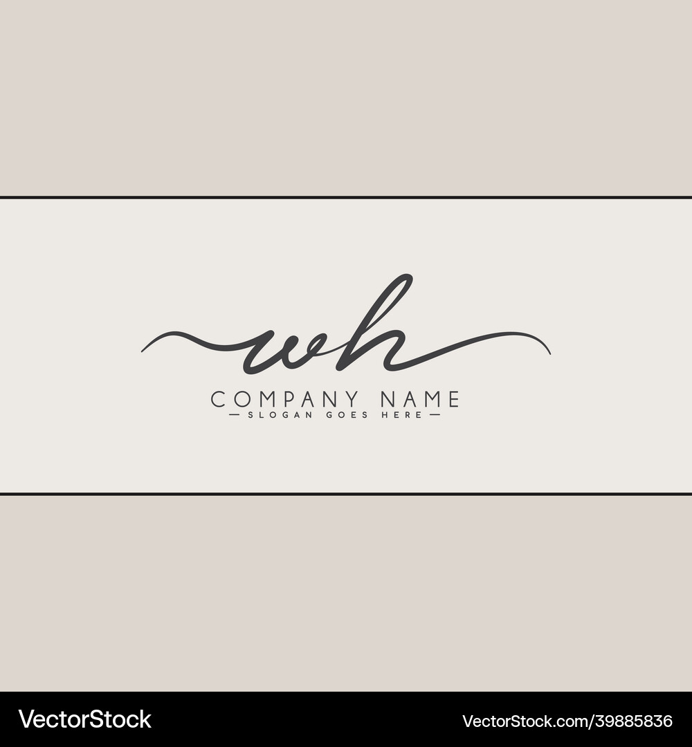 Initial letter wh logo - handwritten signature Vector Image