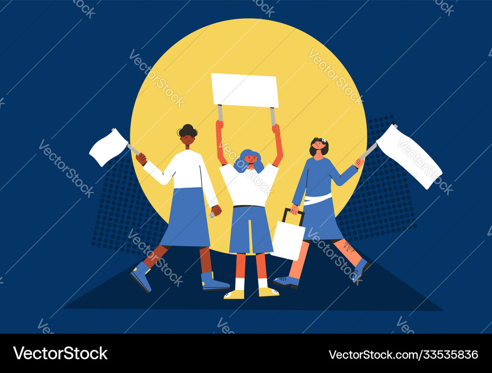 People taking part protest parade or rally Vector Image
