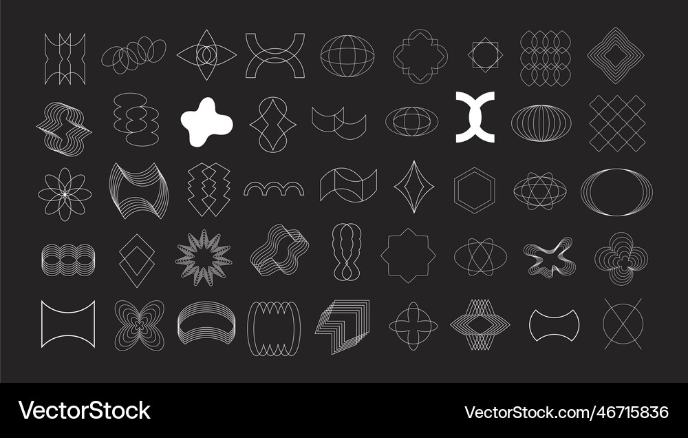 Retro minimal line abstract geometric shapes set Vector Image