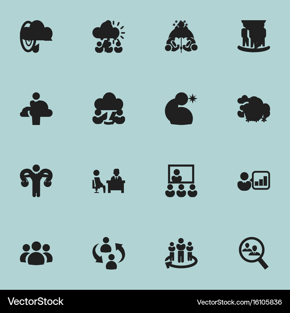Set of 16 editable community icons includes Vector Image