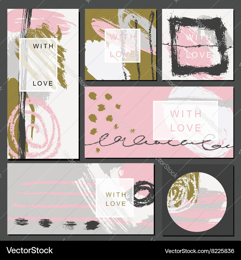 Set of universal cards hand drawn textures Vector Image