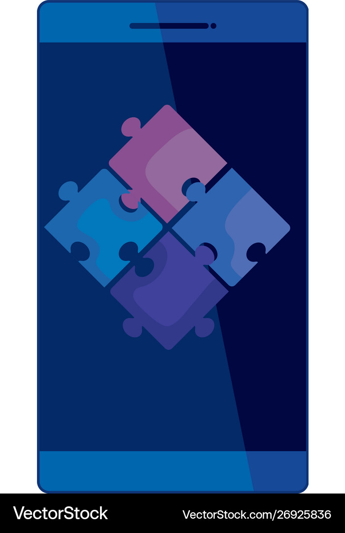 Smartphone device with puzzle pieces Royalty Free Vector