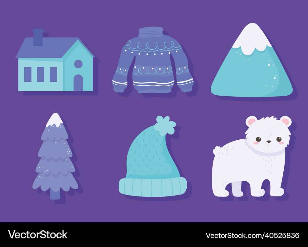 Winter season icons Royalty Free Vector Image - VectorStock