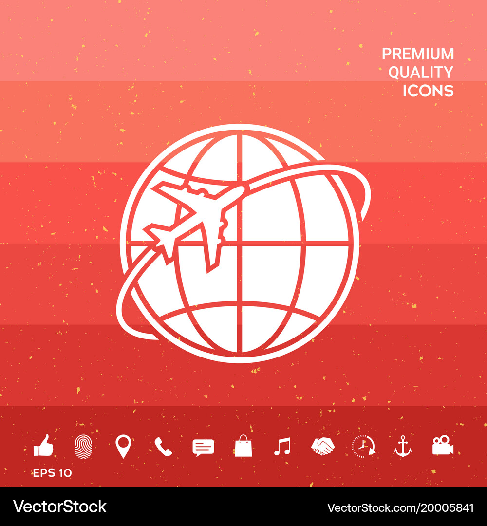 Airplane fly around the planet earth logo Vector Image