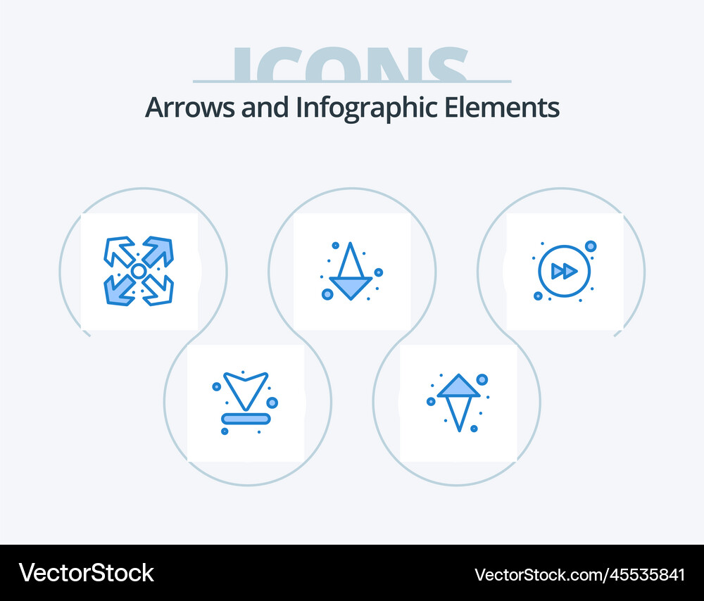 Arrow blue icon pack 5 icon design right enlarge Vector Image