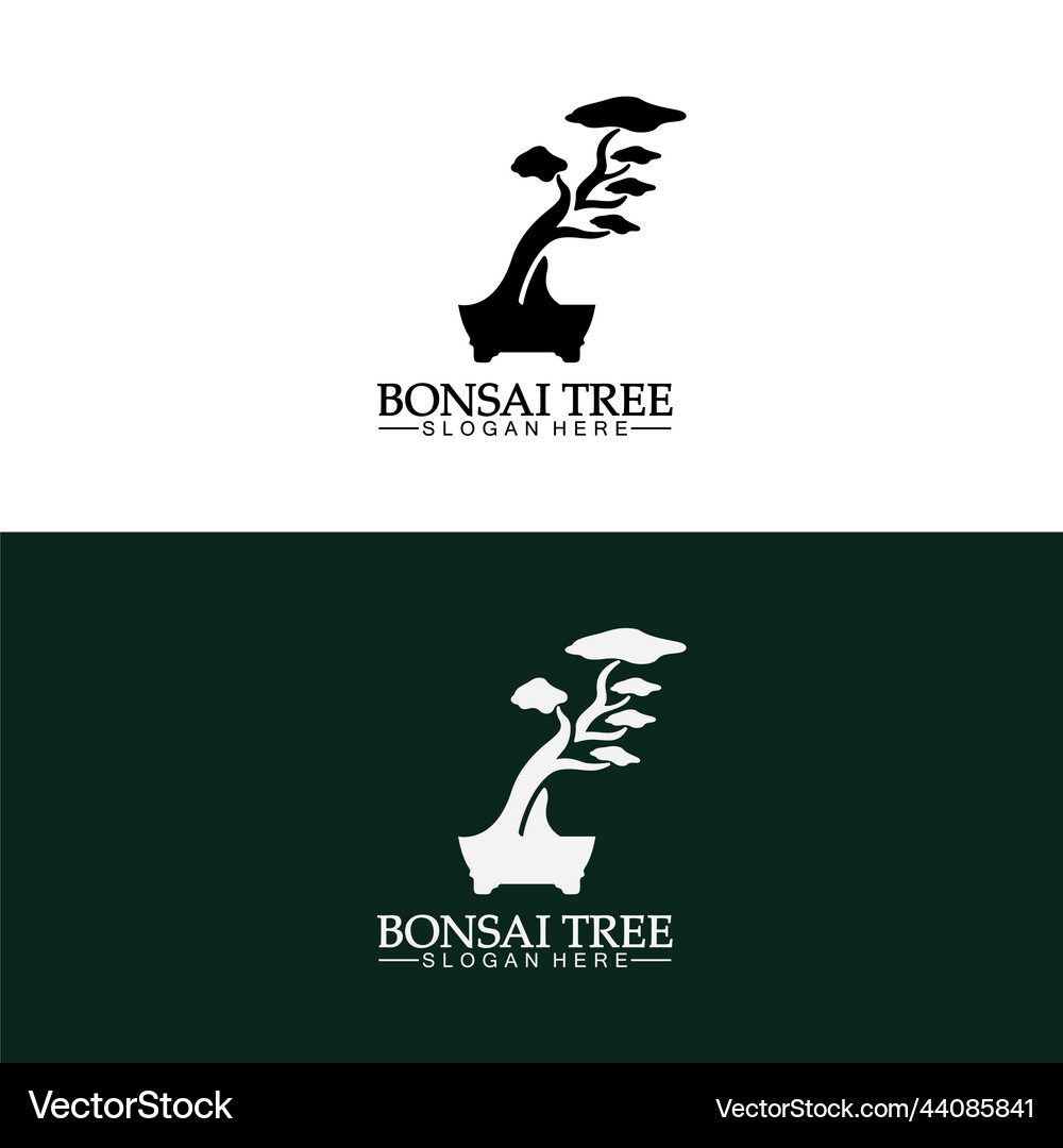 Bonsai logo design silhouette icon Royalty Free Vector Image