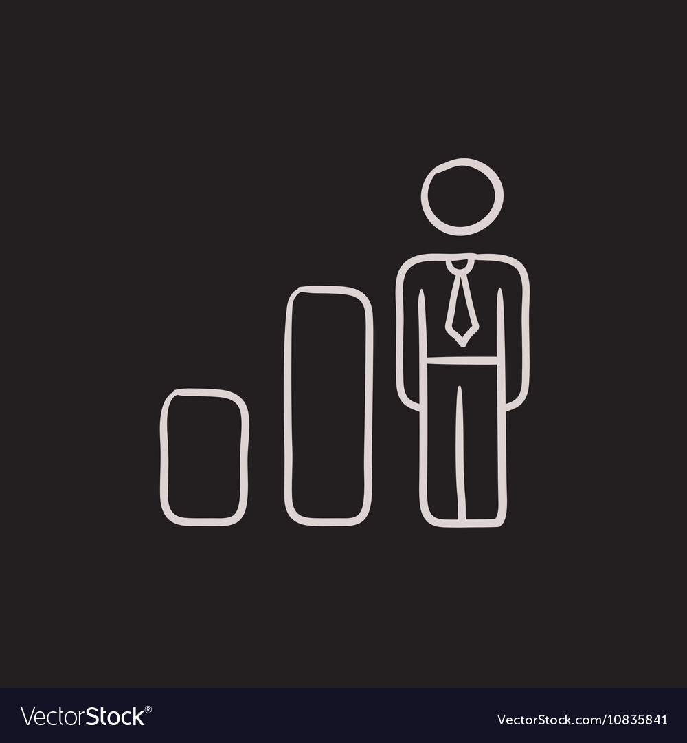 Businessman and graph sketch icon Royalty Free Vector Image Businessman and graph sketch icon Royalty Free Vector Image