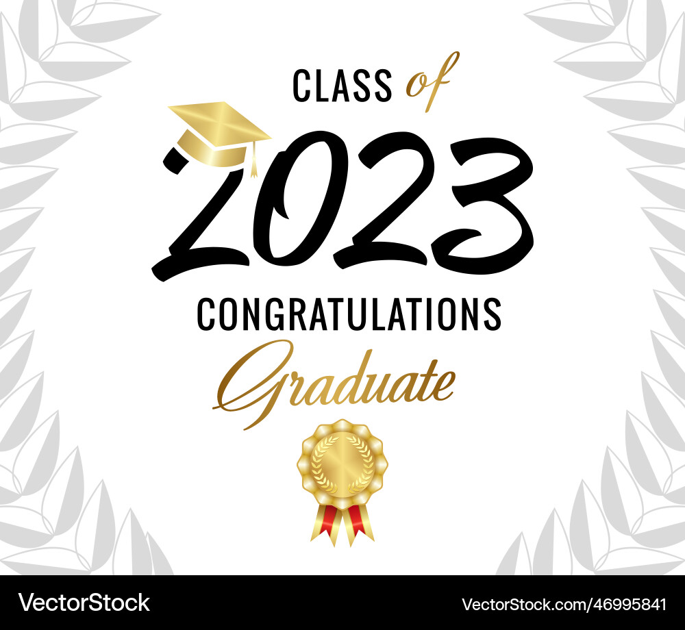 Class of 2023 hand written logo certificate Vector Image