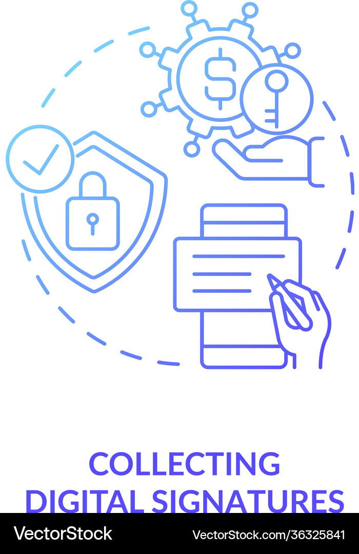 Collecting digital signatures concept icon Vector Image
