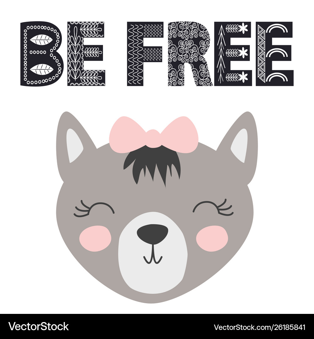 Cute little wolf smiling face with graceful Vector Image