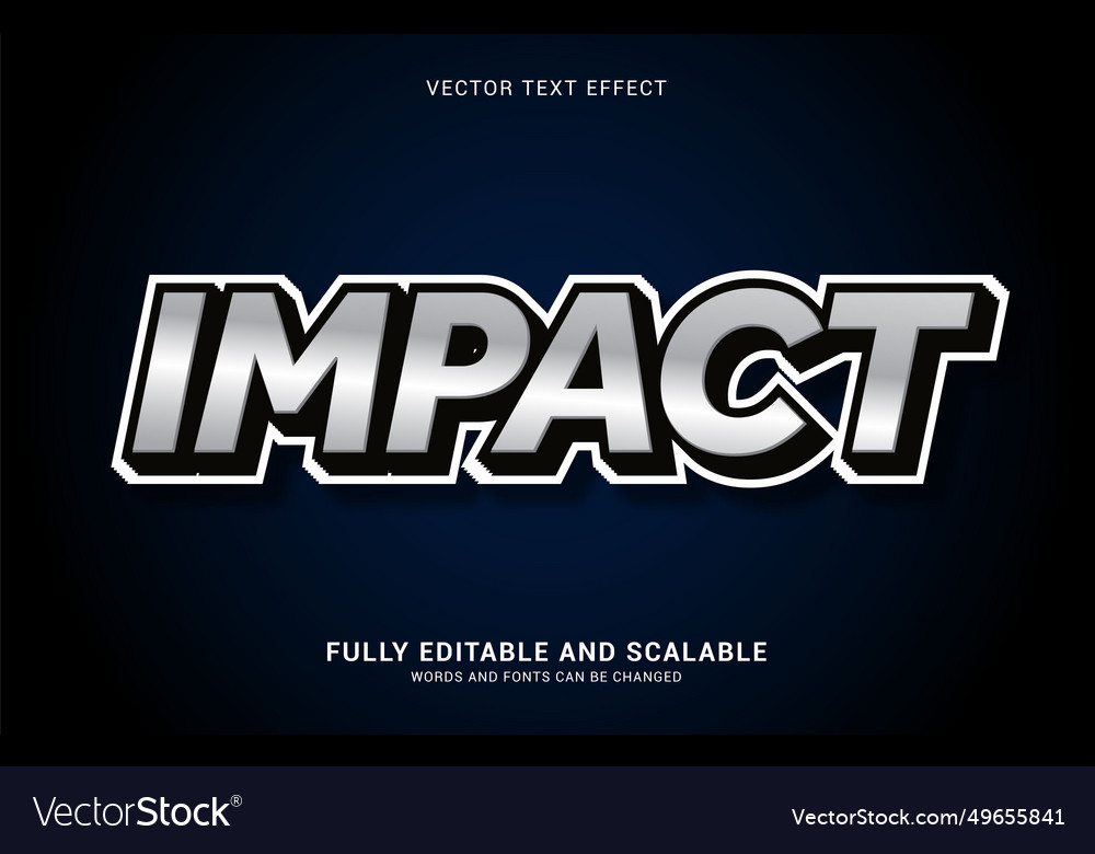 Editable text effect impact style Royalty Free Vector Image