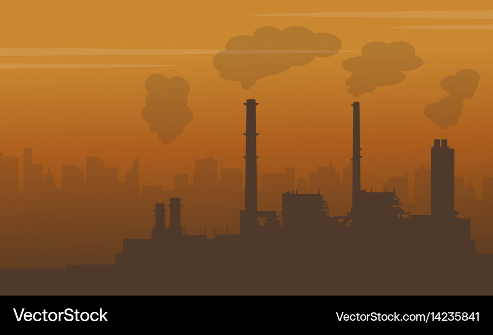 Fog on city with pollution industry Royalty Free Vector