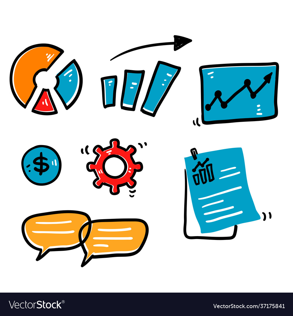 Hand Drawn Doodle Data Abstract Concept Set Vector Image 