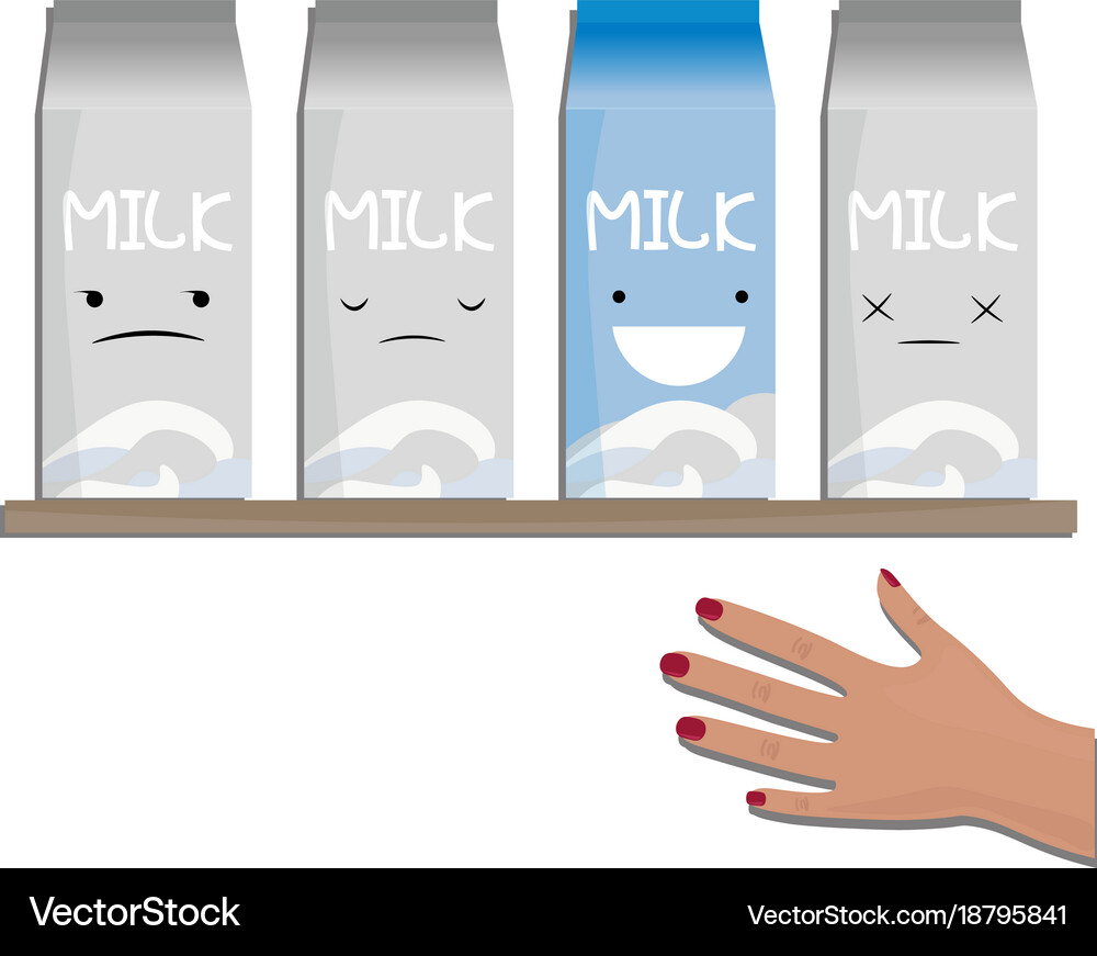 Milk emotions a carton Royalty Free Vector Image
