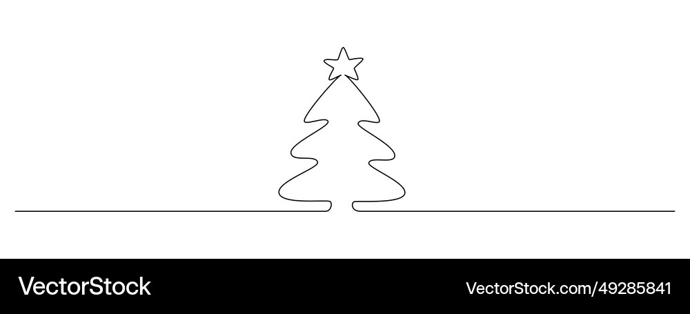 One continuous line drawing of christmas tree Vector Image