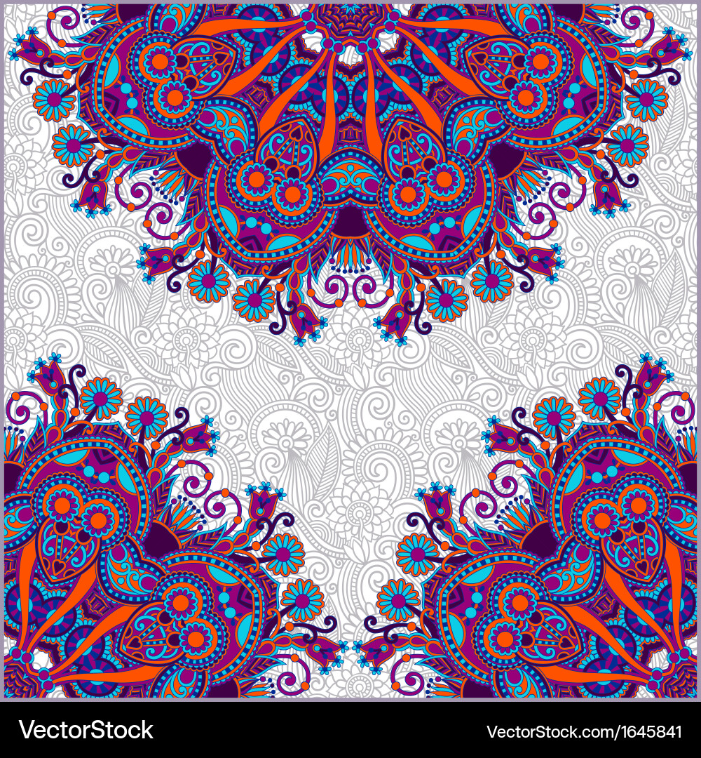 Ornamental circle template with floral background Vector Image