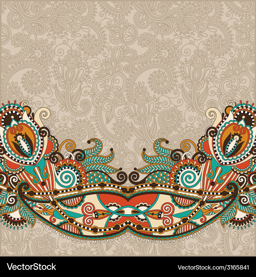 Paisley design on decorative floral background Vector Image